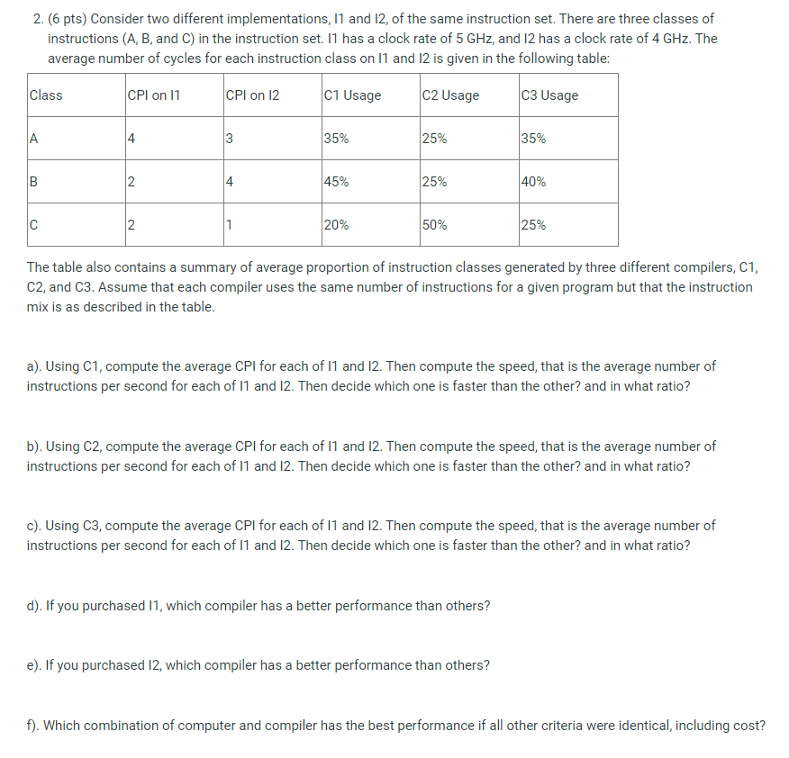 Solved 2.(6 pts) Consider two different implementations, 11 | Chegg.com