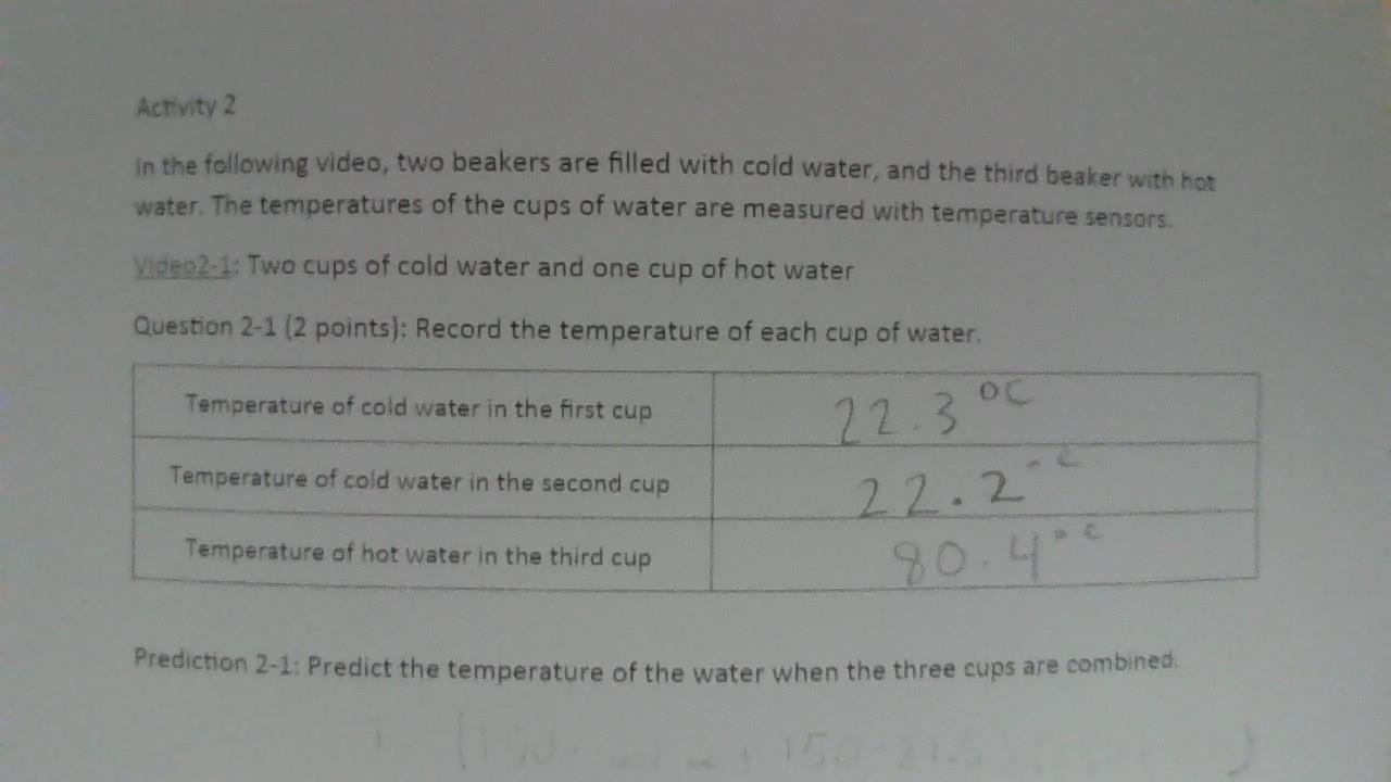 Solved Predict the temperature of the water when the three | Chegg.com