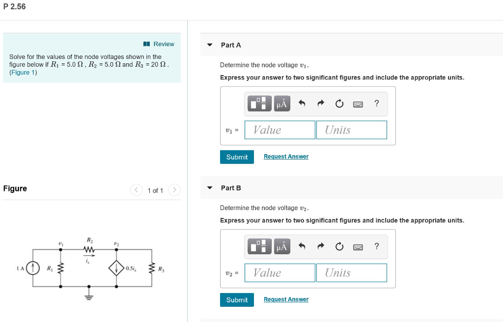 Solved P 2.56 Review Part A Solve for the values of the node | Chegg.com