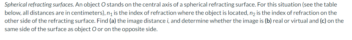 Solved Spherical Refracting Surfaces An Object ﻿o