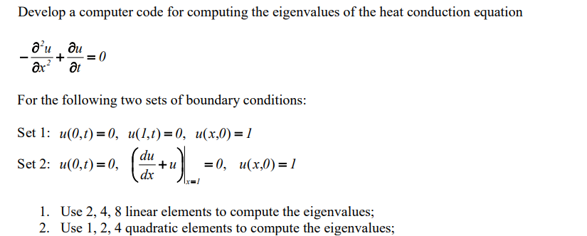 Solved Develop a computer code for computing the eigenvalues | Chegg.com