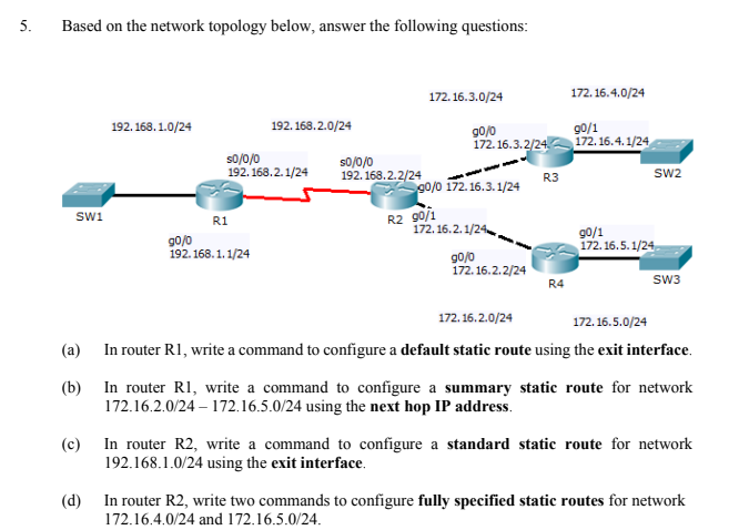 Solved 5. . Based on the network topology below, answer the | Chegg.com