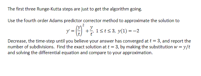 Solved 20 Pts The Fourth Order Adams Predictor Corrector 