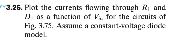 Solved 3.26. Plot the currents flowing through R1 and D1 as | Chegg.com