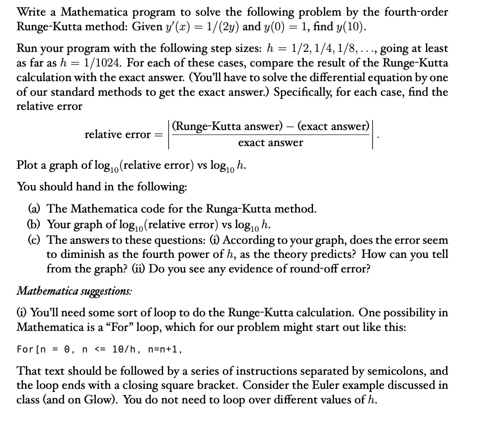 Write a Mathematica program to solve the following | Chegg.com