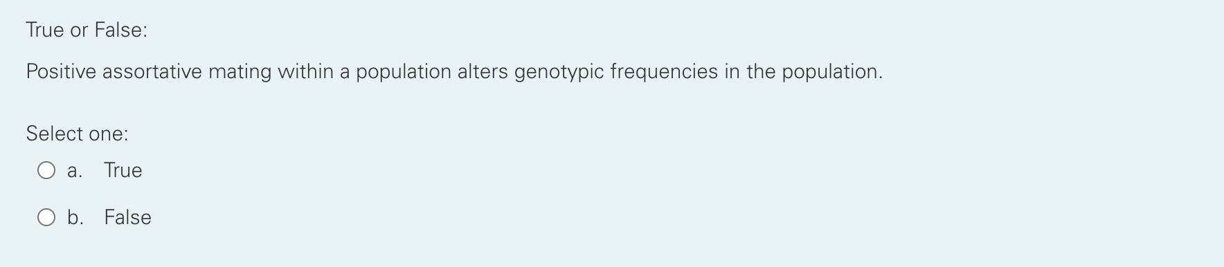 Solved True or False: Positive assortative mating within a | Chegg.com