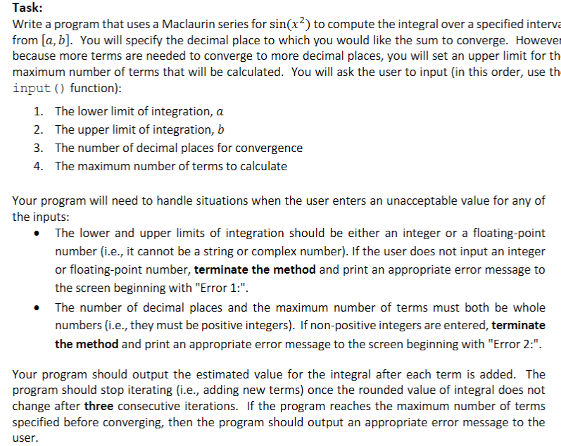 Task: Write a program that uses a Maclaurin series | Chegg.com