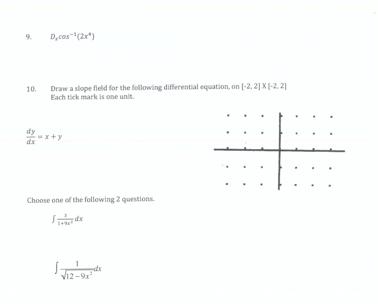 Solved 9. Dxcos-(2x4) 10. Draw a slope field for the | Chegg.com