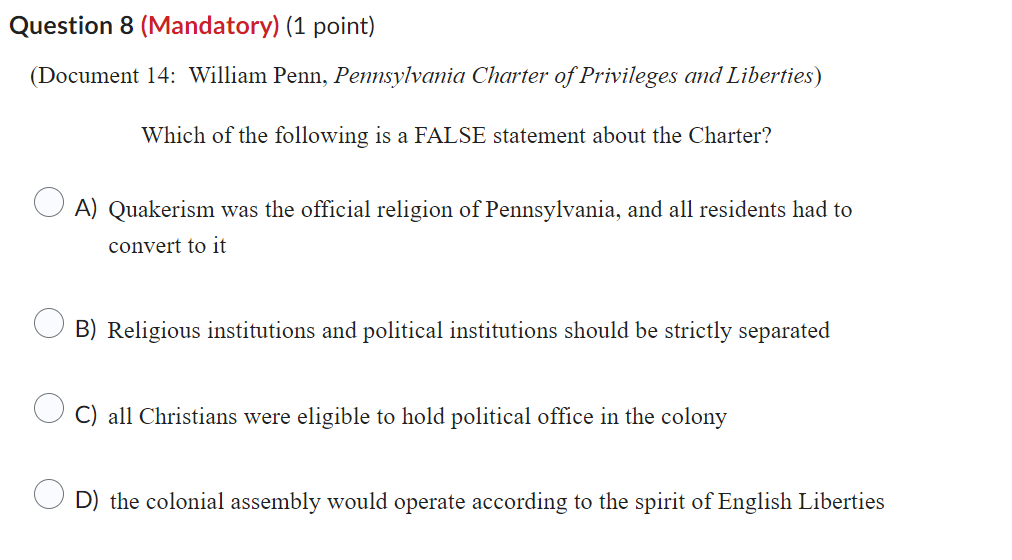 destion 8 (Mandatory) (1 point) (Document 14: William | Chegg.com