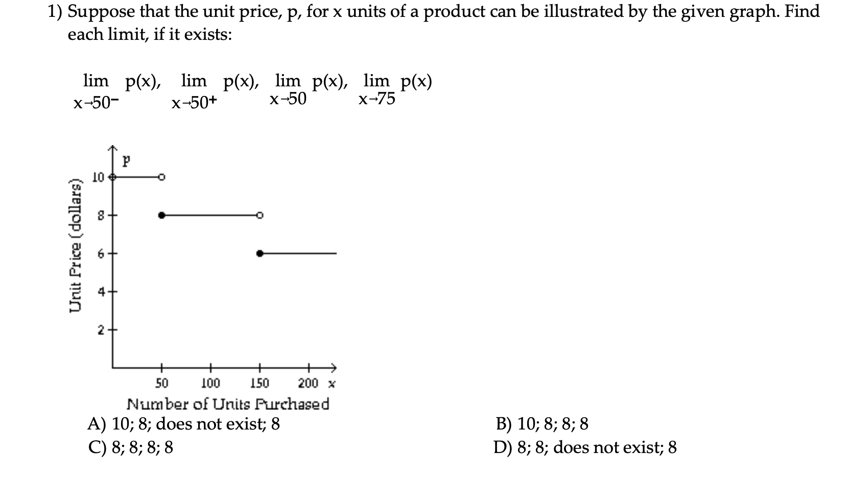 Solved 1) Suppose that the unit price, p, for x units of a | Chegg.com