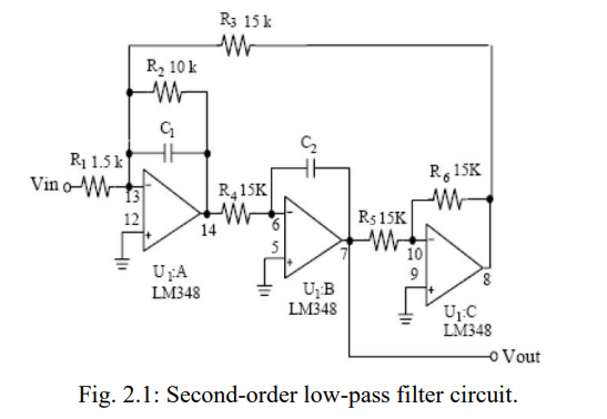 Solved Fig. 2.1: Second-order low-pass filter circuit.Table | Chegg.com