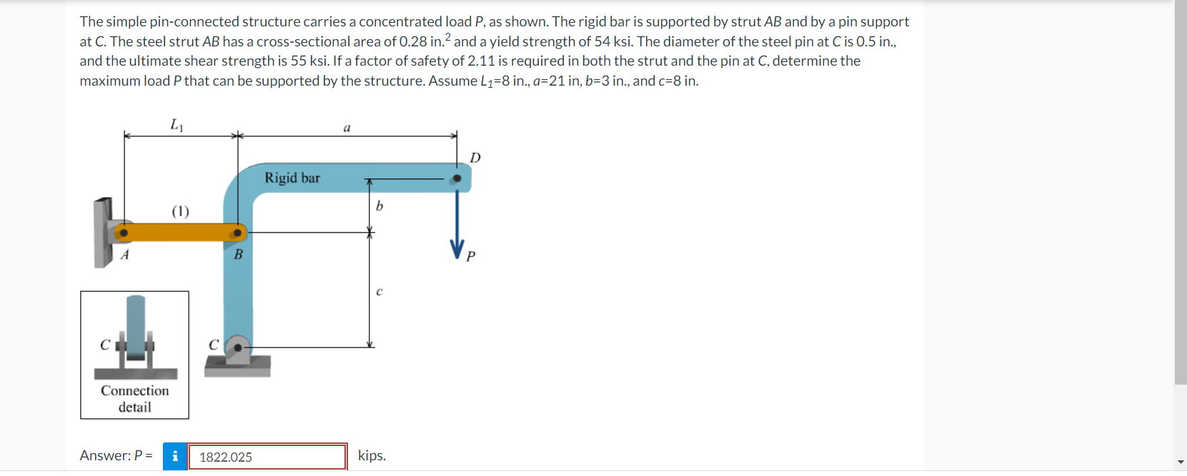 Solved The simple pin-connected structure carries a | Chegg.com Solved The simple pin-connected structure carries a | Chegg.com