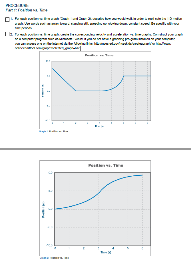 Solved PROCEDURE Part 1: Position vs. Time 1. For each | Chegg.com