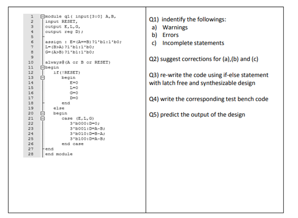 1 2 3 4 5 module gi( input [3:00 A,B, input RESET | Chegg.com