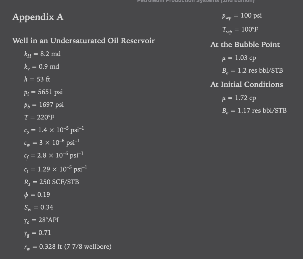 Solved - Average reservoir pressure =2000 psi, Pb =2200 psi | Chegg.com