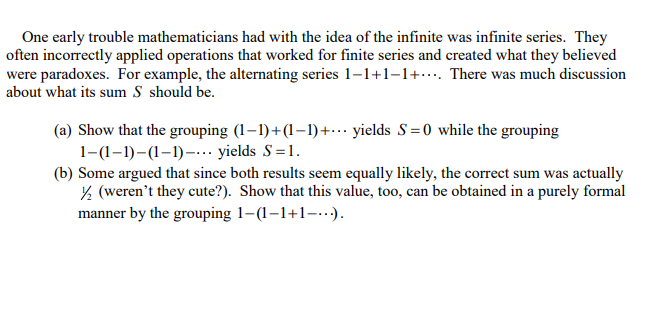 Solved One early trouble mathematicians had with the idea of | Chegg.com