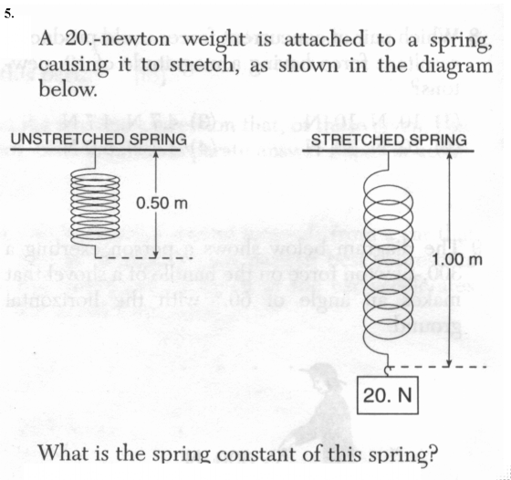 Solved 5. A 20.-newton weight is attached to a spring, | Chegg.com