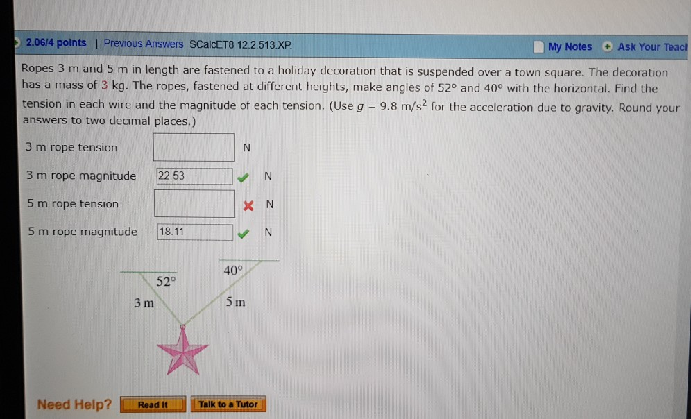 Solved 2.06/4 points | Previous Answers SCalcET8 12.2.513.XP | Chegg.com