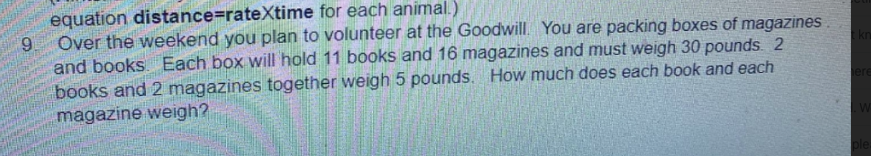 Solved equation distance=rateXtime for each animal.) 9. Over | Chegg.com