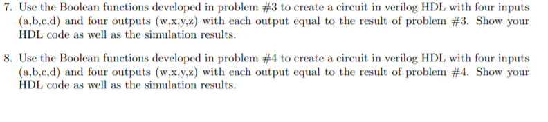 7. Use the Boolean functions developed in problem #3 | Chegg.com