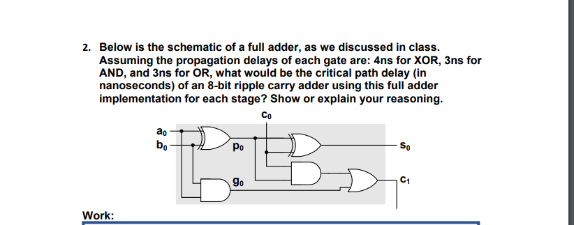 Solved 2. Below is the schematic of a full adder, as we | Chegg.com