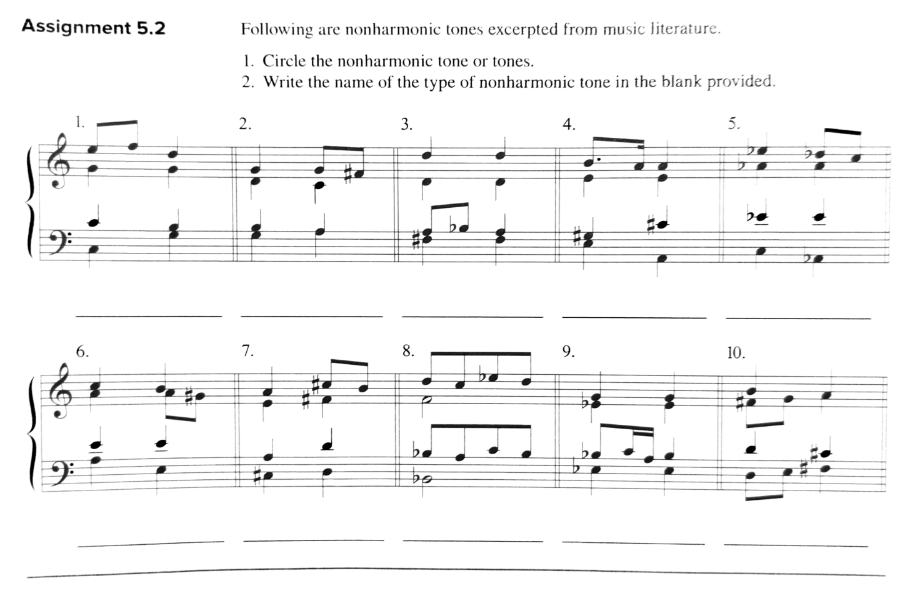 Assignment 5.2 Following are nonharmonic tones | Chegg.com