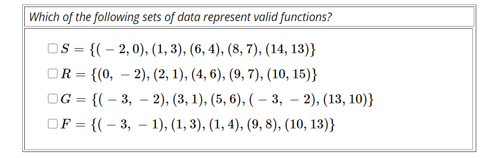 Solved Select all of the following tables which represent y | Chegg.com