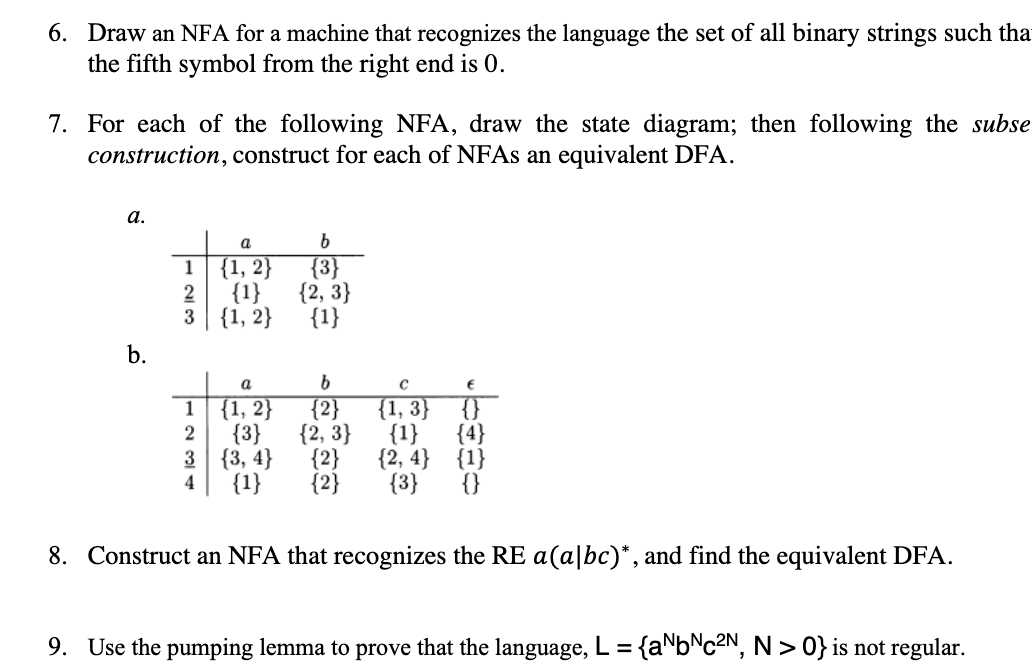 Solved 6. Draw an NFA for a machine that recognizes the | Chegg.com