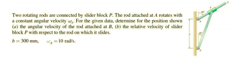 Solved Two rotating rods are connected by slider block P. | Chegg.com