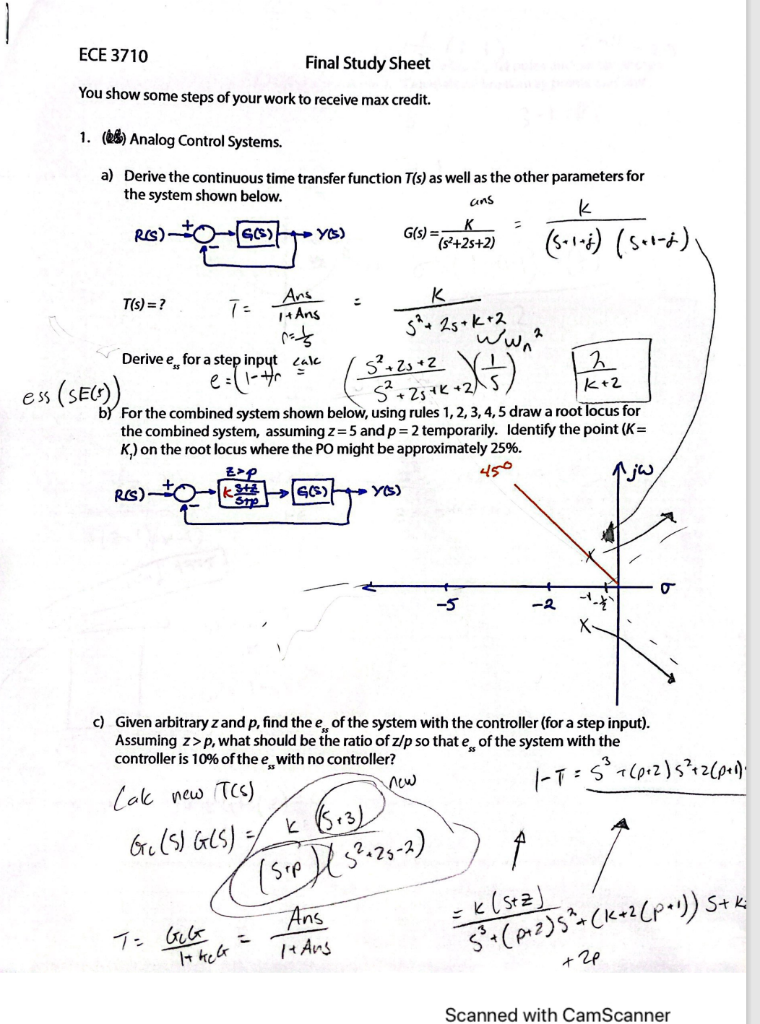 Solved ECE 3710 Final Study Sheet You show some steps of | Chegg.com