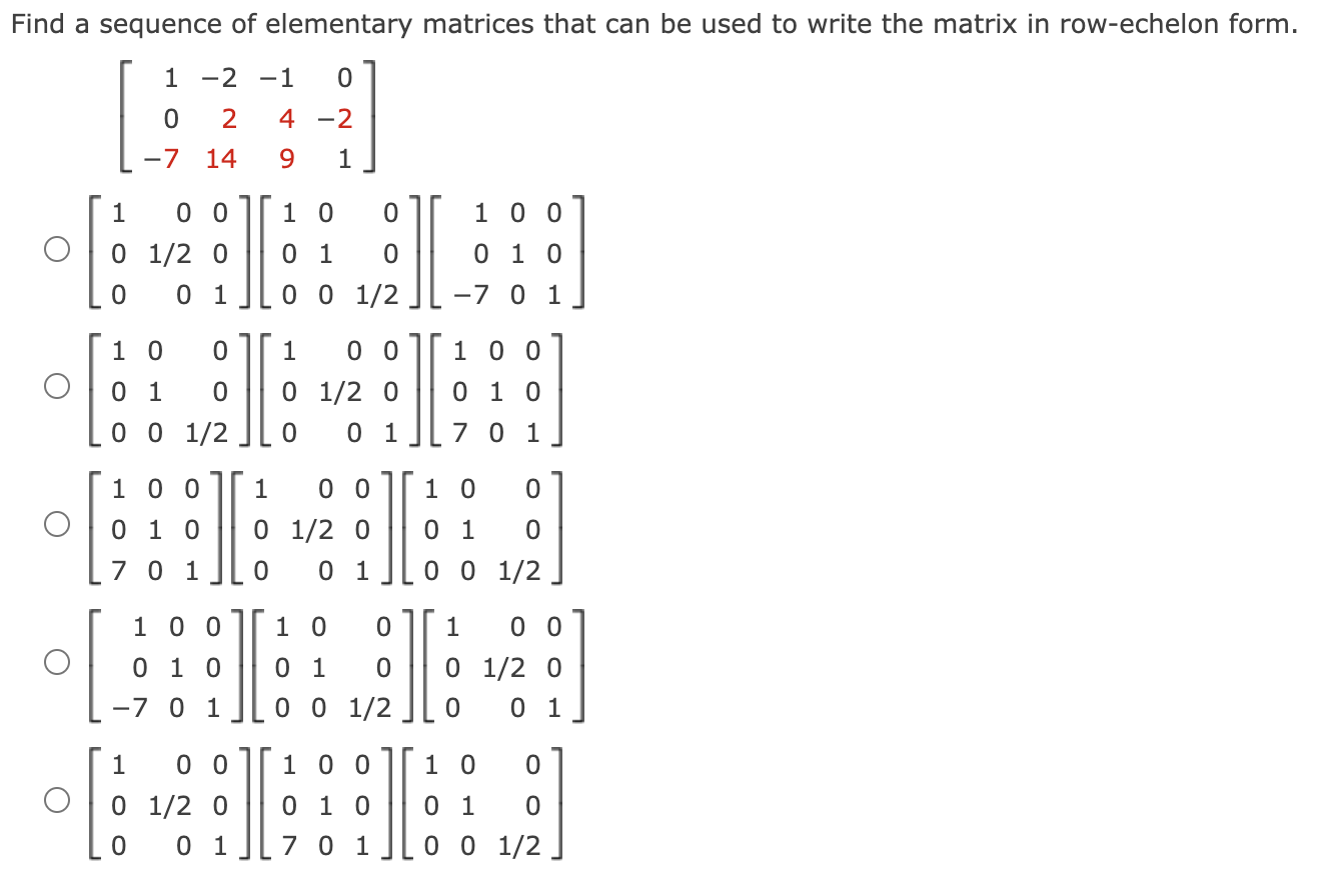Solved Find a sequence of elementary matrices that can be | Chegg.com