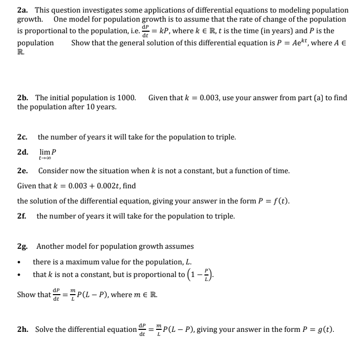 Solved 2a. This question investigates some applications of | Chegg.com