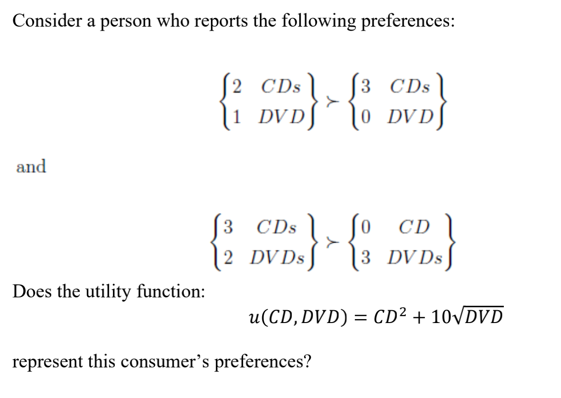 Solved Consider a person who reports the following | Chegg.com