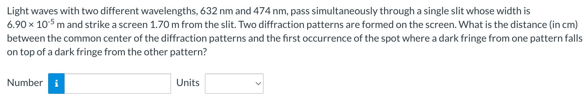 Solved Light waves with two different wavelengths, 632 nm | Chegg.com