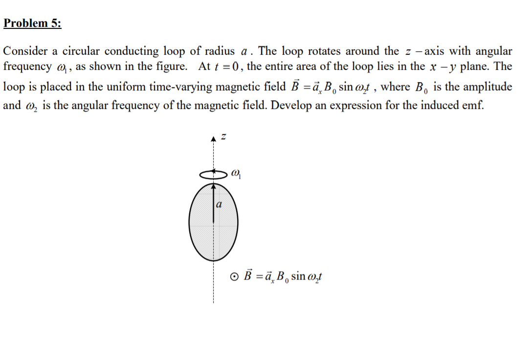 Solved Problem 5: Consider a circular conducting loop of | Chegg.com Solved Problem 5: Consider a circular conducting loop of | Chegg.com