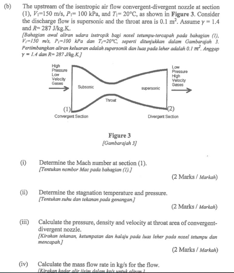 Solved (6) The upstream of the isentropic air flow | Chegg.com