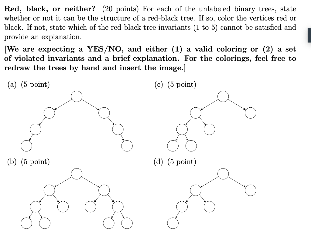 Solved Red, black, or neither? (20 points) For each of the | Chegg.com