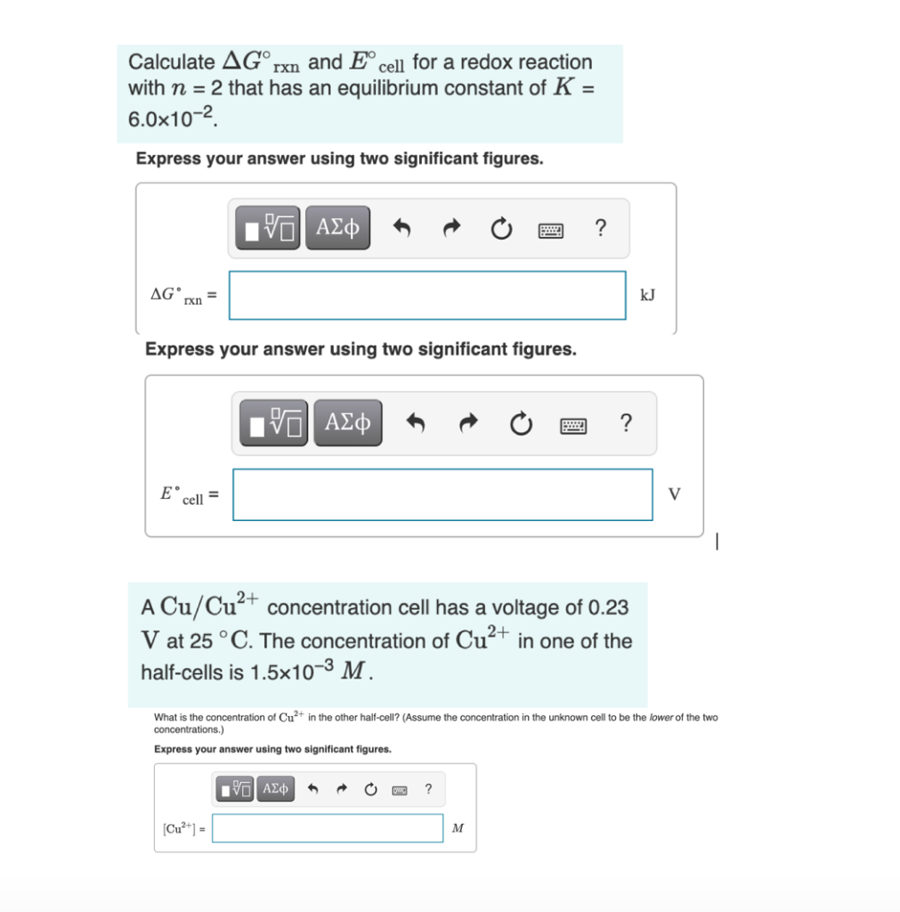 Solved Calculate AGⓇ rxn and Eºcell for a redox reaction | Chegg.com