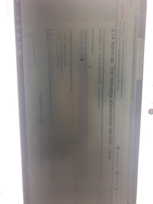 Solved My library IT 145 to Software 3.14 Warm up: Text | Chegg.com
