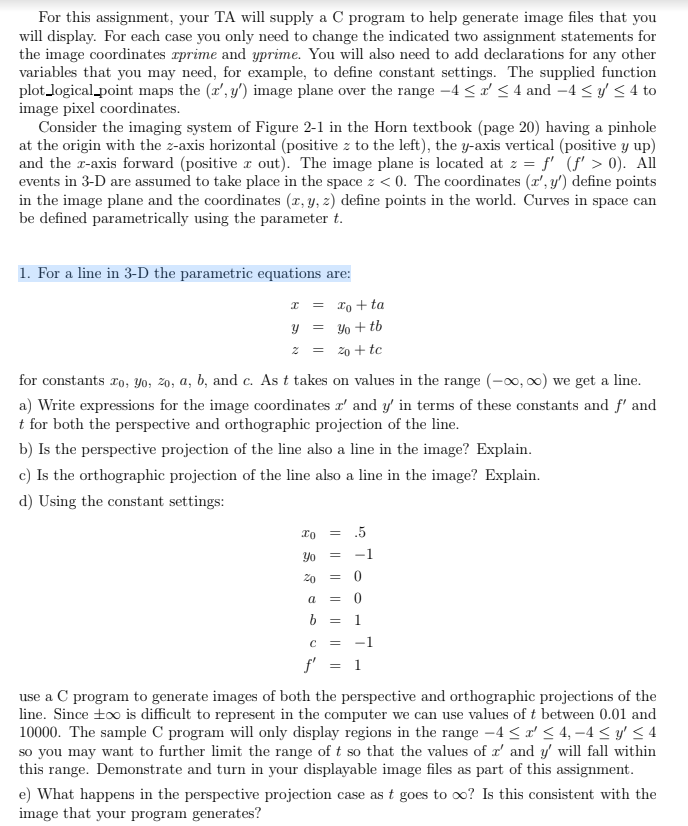 For this assignment, your TA will supply a C program | Chegg.com