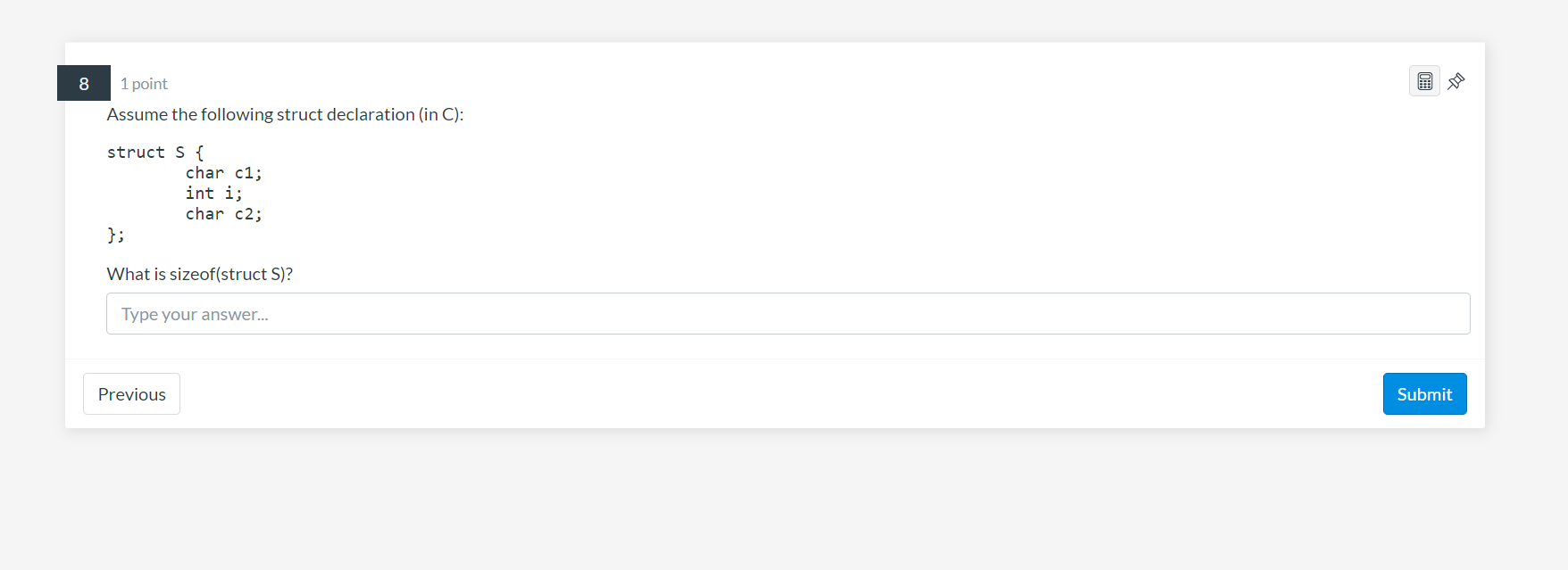 Solved 8 1 point Assume the following struct declaration (in | Chegg.com