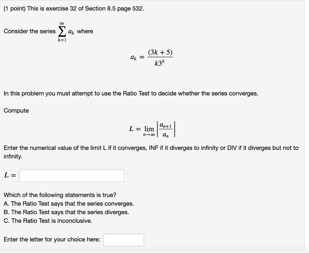 Solved ( 1 point) This is exercise 32 of Section 8.5 page | Chegg.com