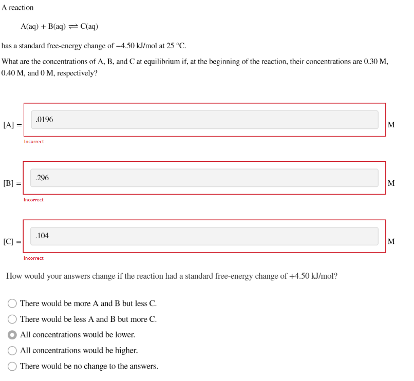 Solved A reactionA(aq)+B(aq)⇌C(aq)has a standard free-energy | Chegg.com