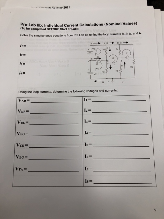 Solved re-Lab lla: DC Mesh (Loop) Analysis (Nominal Values) | Chegg.com