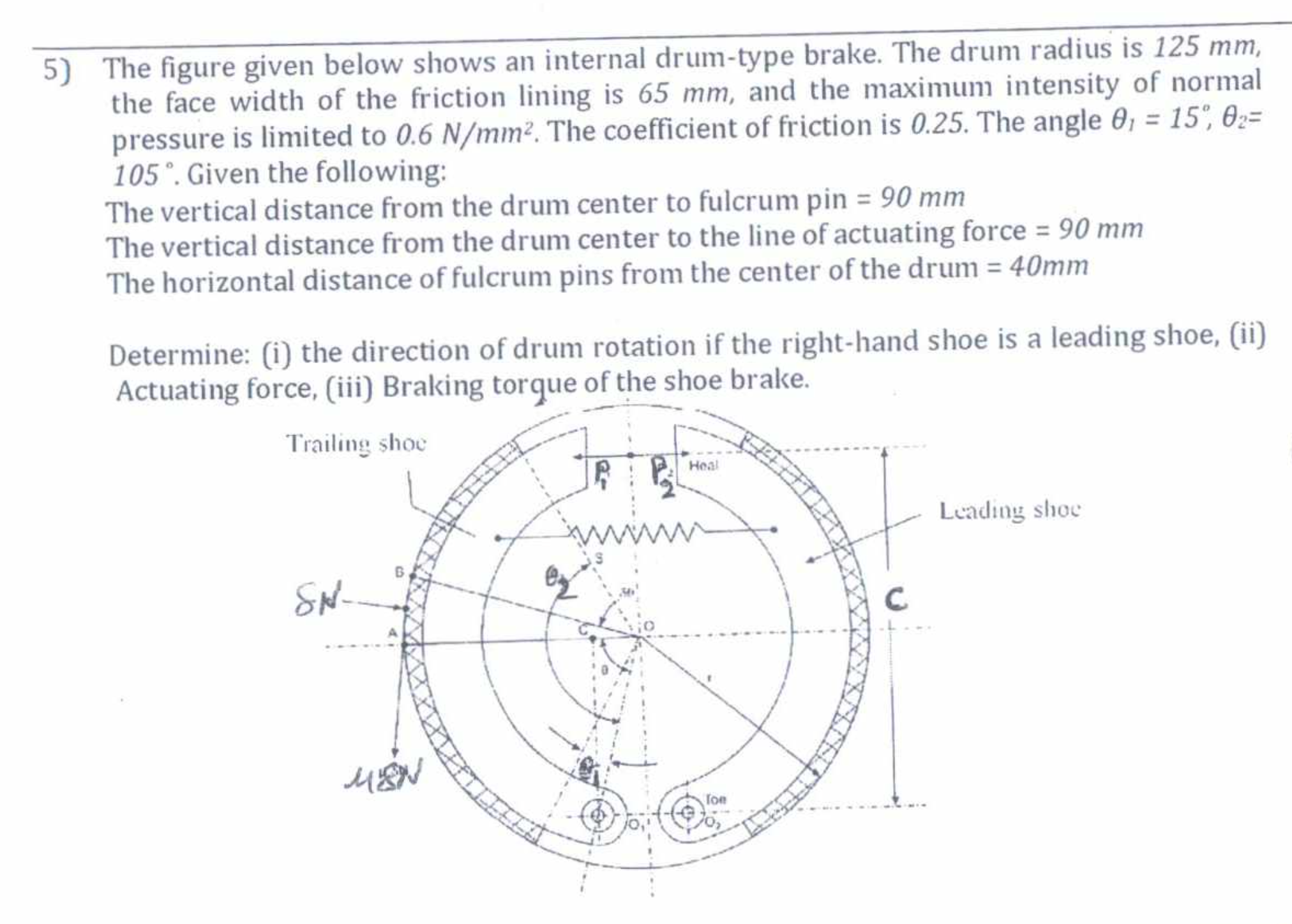 Solved The figure given below shows an internal drum-type | Chegg.com