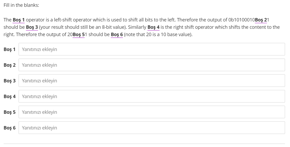 Solved Fill in the blanks: The Boş 1 operator is a | Chegg.com
