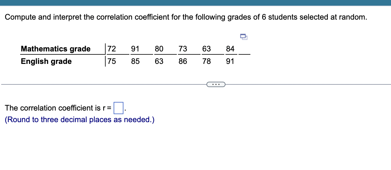 Solved Compute and interpret the correlation coefficient for | Chegg.com