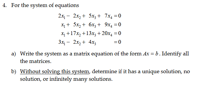 Solved 4. For the system of equations | Chegg.com