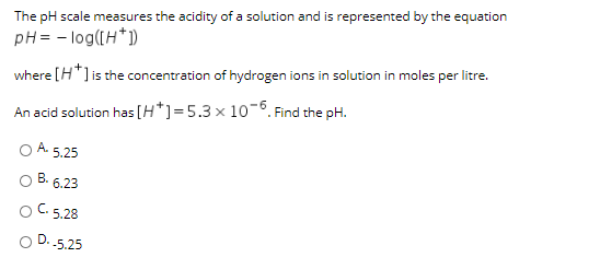 Solved The pH scale measures the acidity of a solution and | Chegg.com
