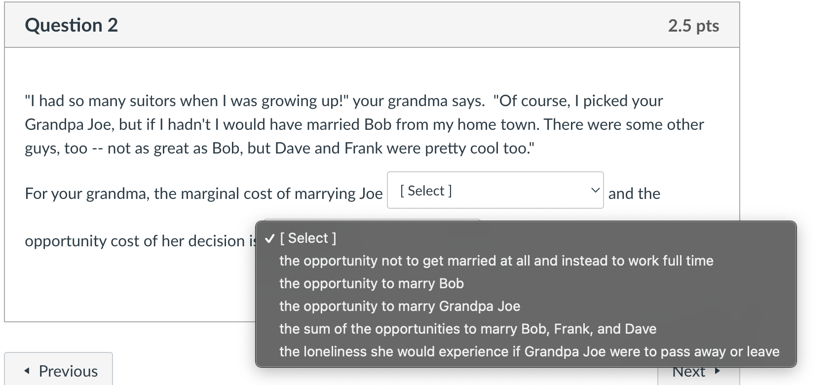 Solved "I had so many suitors when I was growing up!" your | Chegg.com
